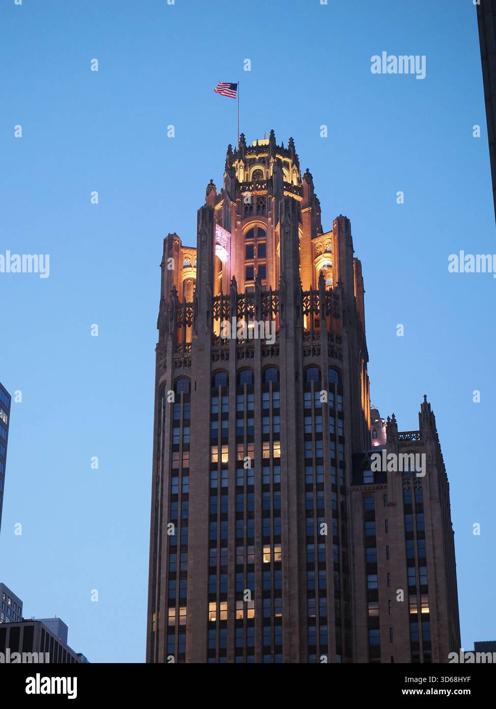 Chicago, IL - September 15, 2025: Detailed view of the historic Tribune ...