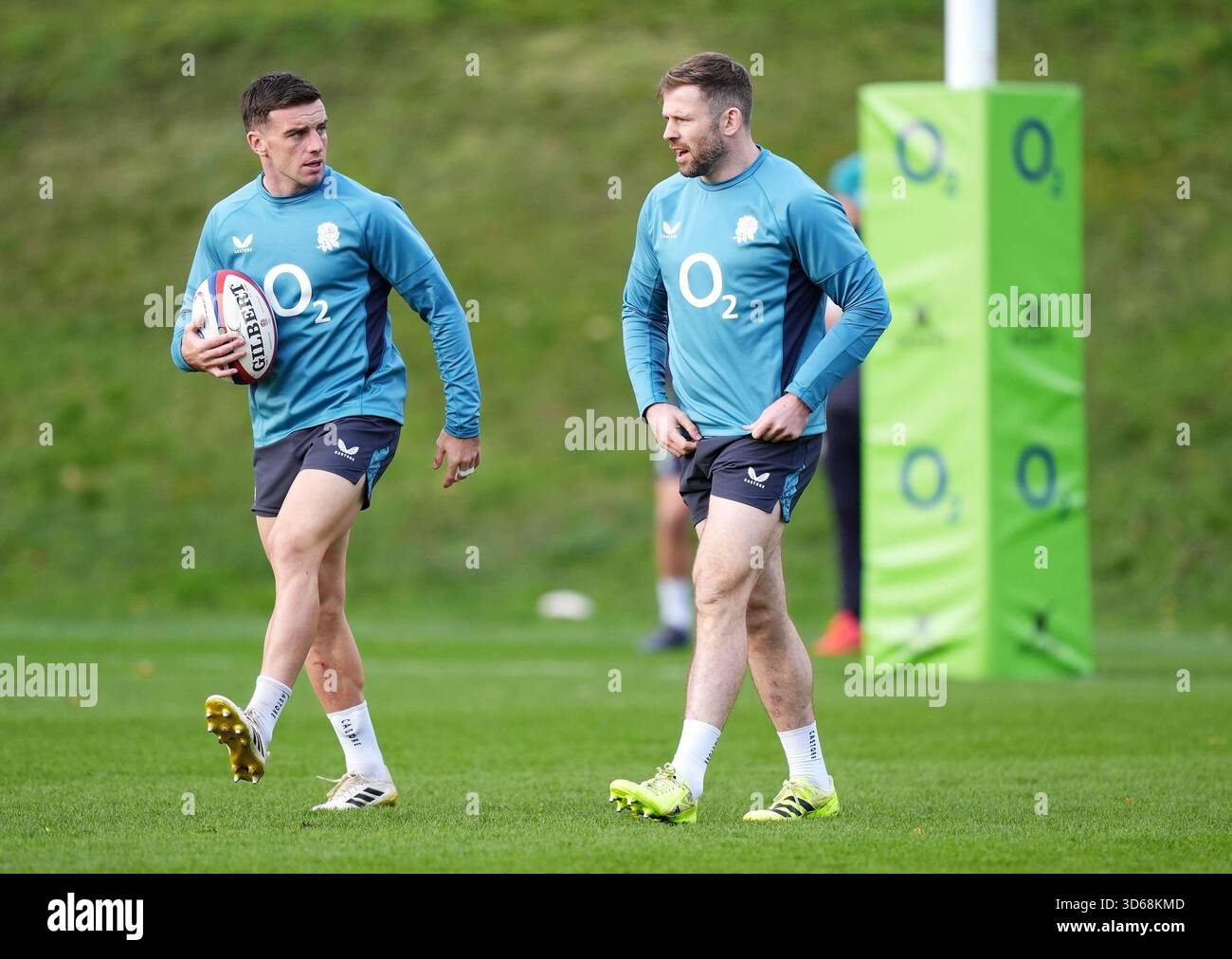 England's Elliot Daly (right) and George Ford during a training session ...
