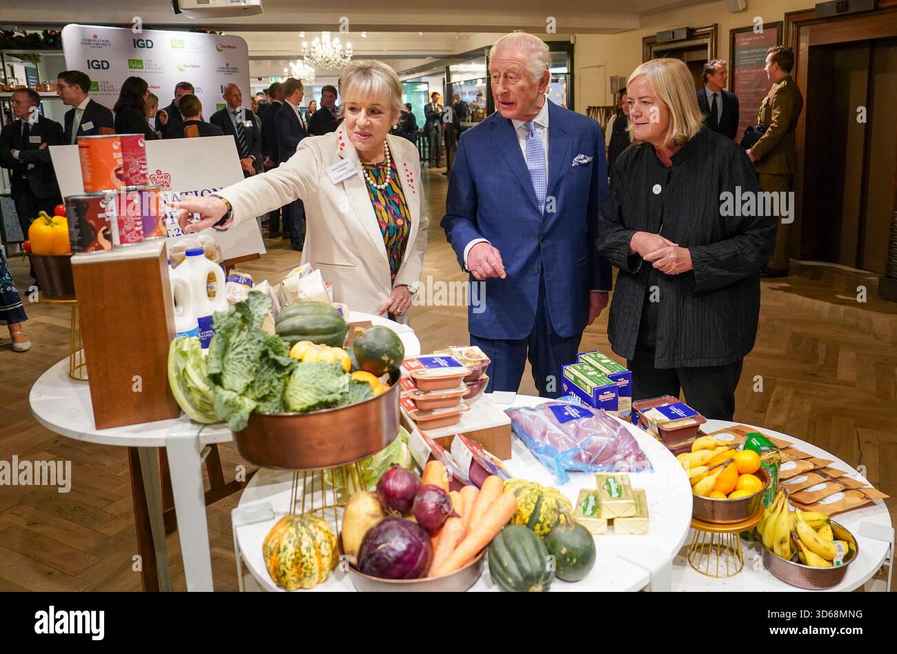 King Charles III with Dame Martina Milburn (left) and Dame Louise Casey ...