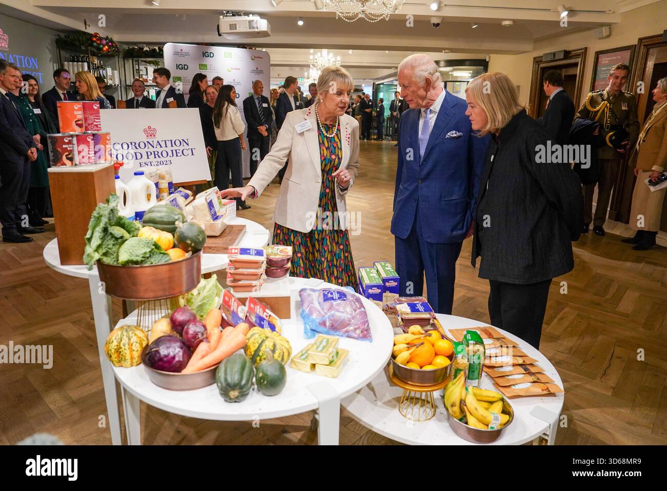 King Charles III with Dame Martina Milburn (left) and Dame Louise Casey ...