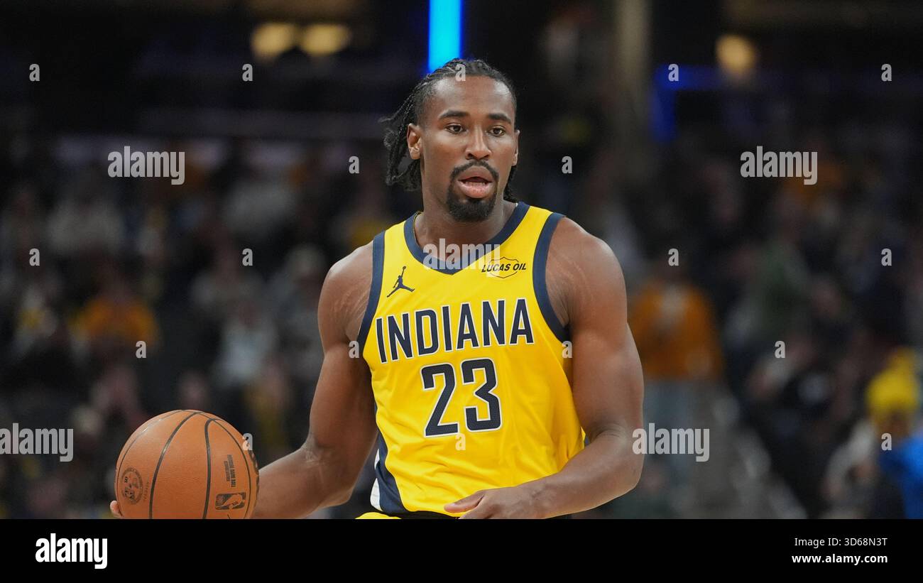 Indiana Pacers forward Aaron Nesmith (23) plays against the Milwaukee ...