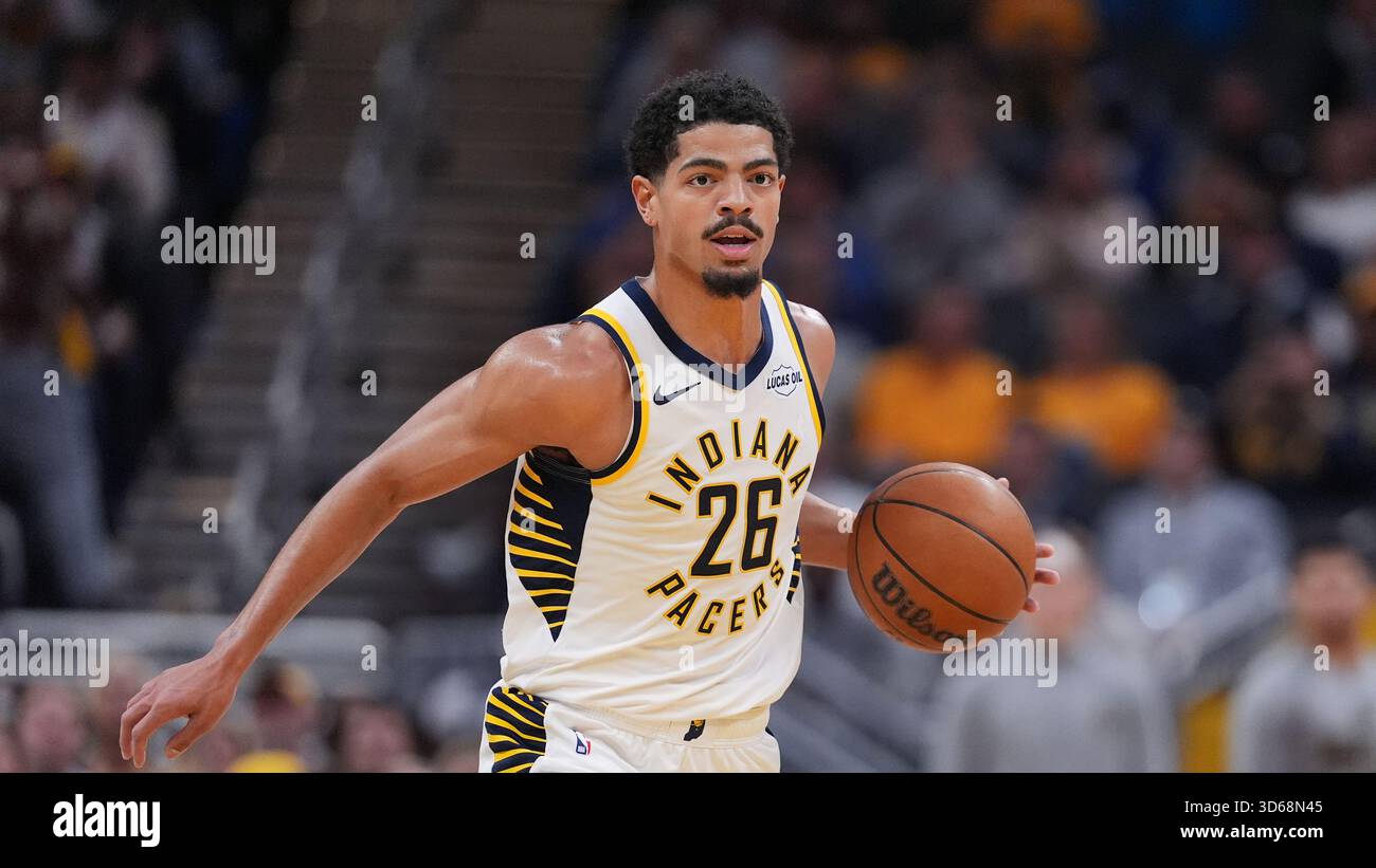 Indiana Pacers guard Ben Sheppard (26) plays against the Brooklyn Nets ...