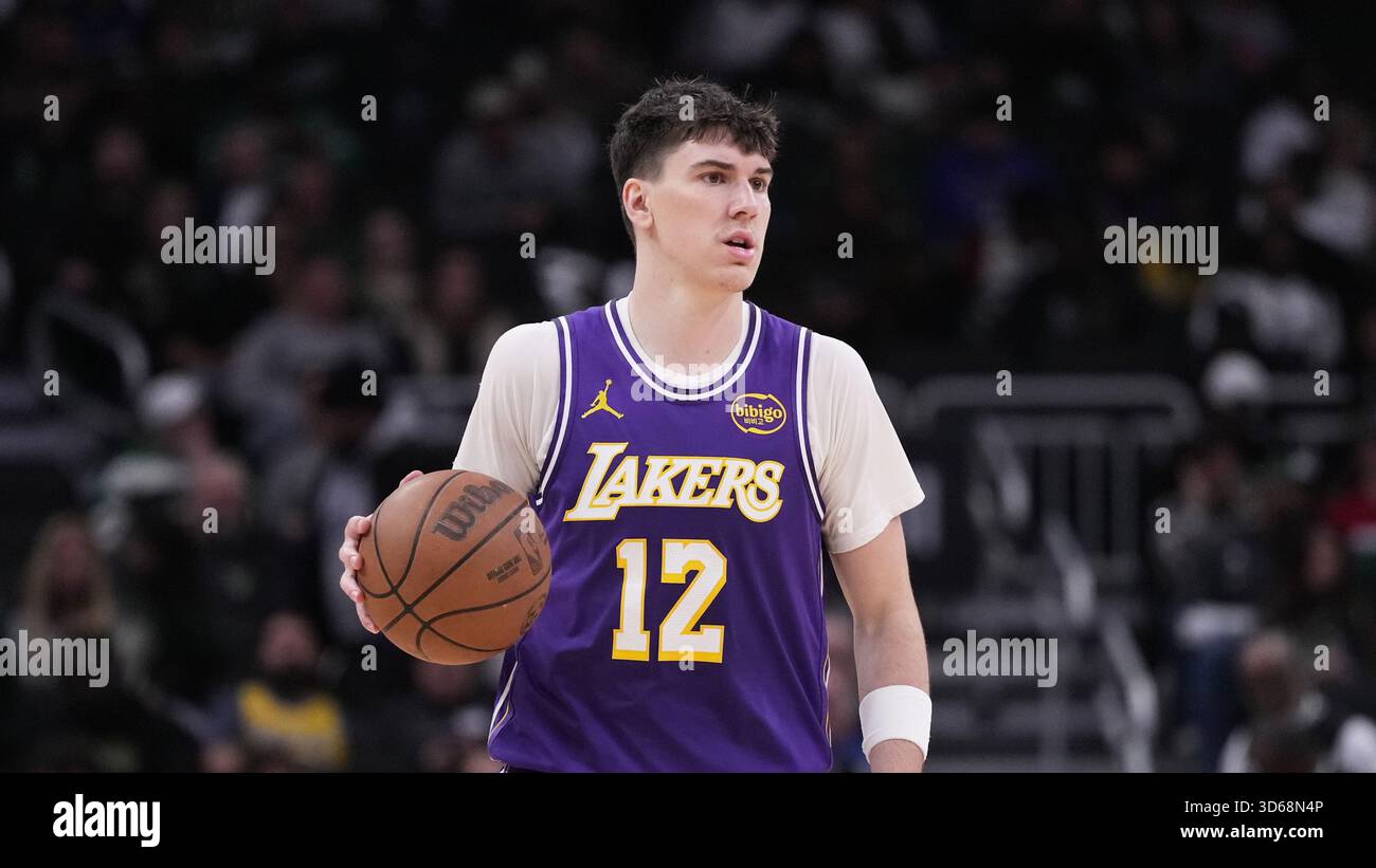 Los Angeles Lakers' Jake LaRavia during the second half of an NBA ...