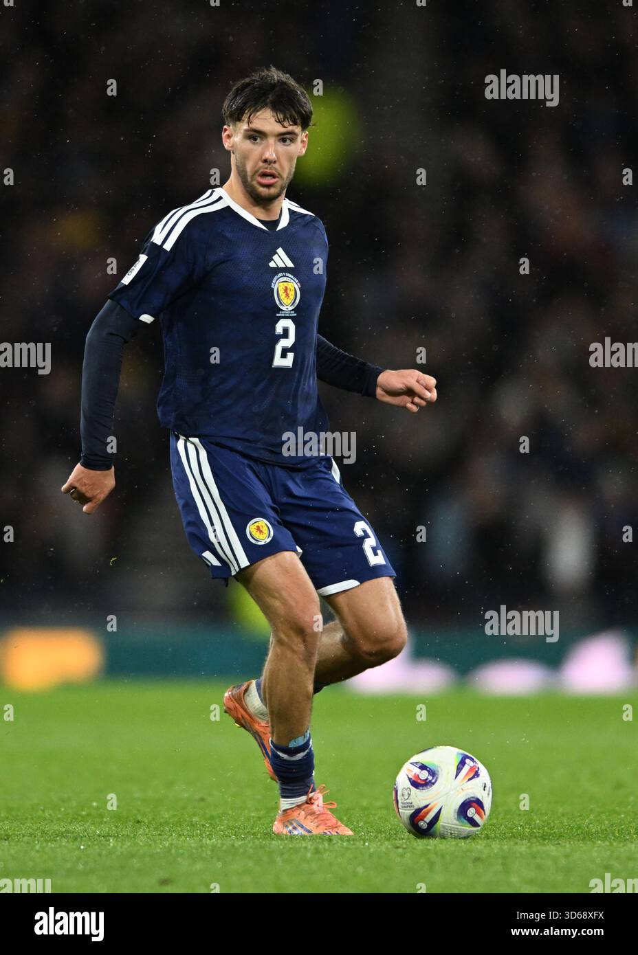 Glasgow, Scotland, 18th November 2025. Aaron Hickey of Scotland during ...