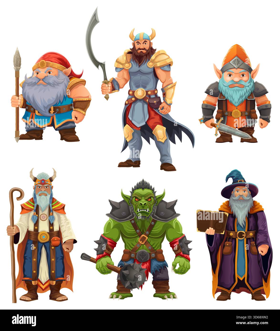 ancient fantasy characters for computer games: sorcerer, witcher, dwarf ...