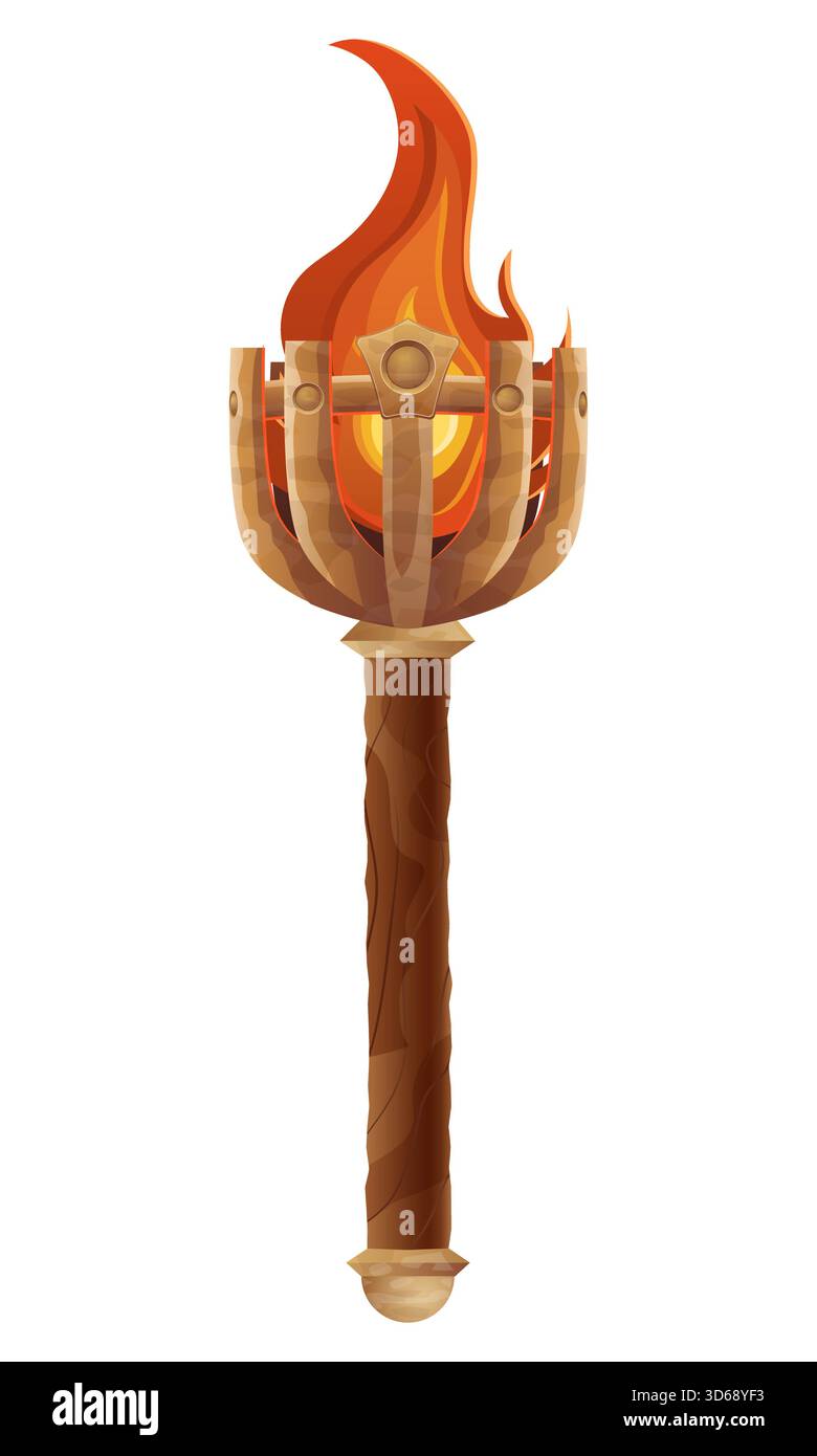 detailed vector illustration showing of fantasy and ancient torch ...