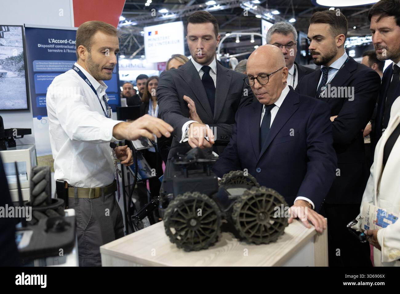 President of French far-right Rassemblement National (RN) party Jordan Bardella and President of ...