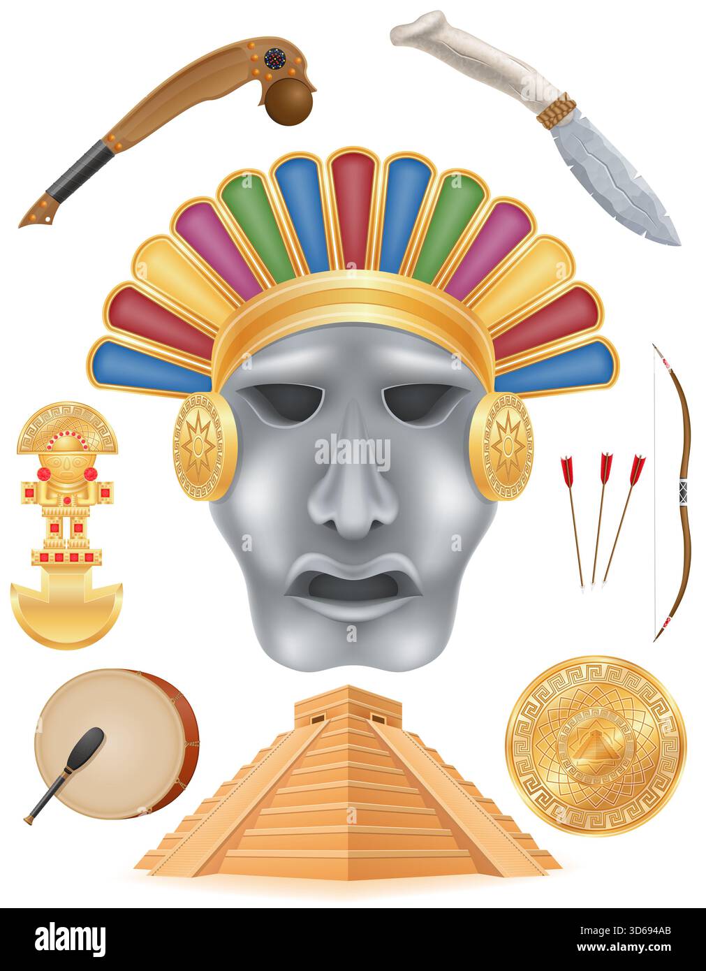 maya ancient objects and attributes items cartoon stock vector ...