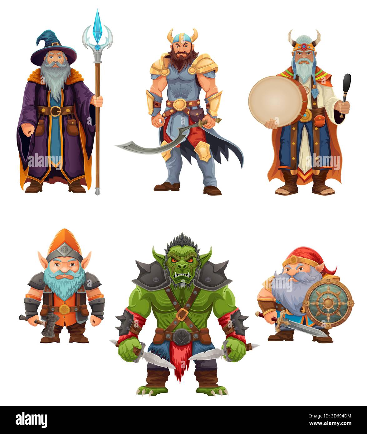 ancient fantasy characters for computer games: sorcerer, witcher, dwarf ...
