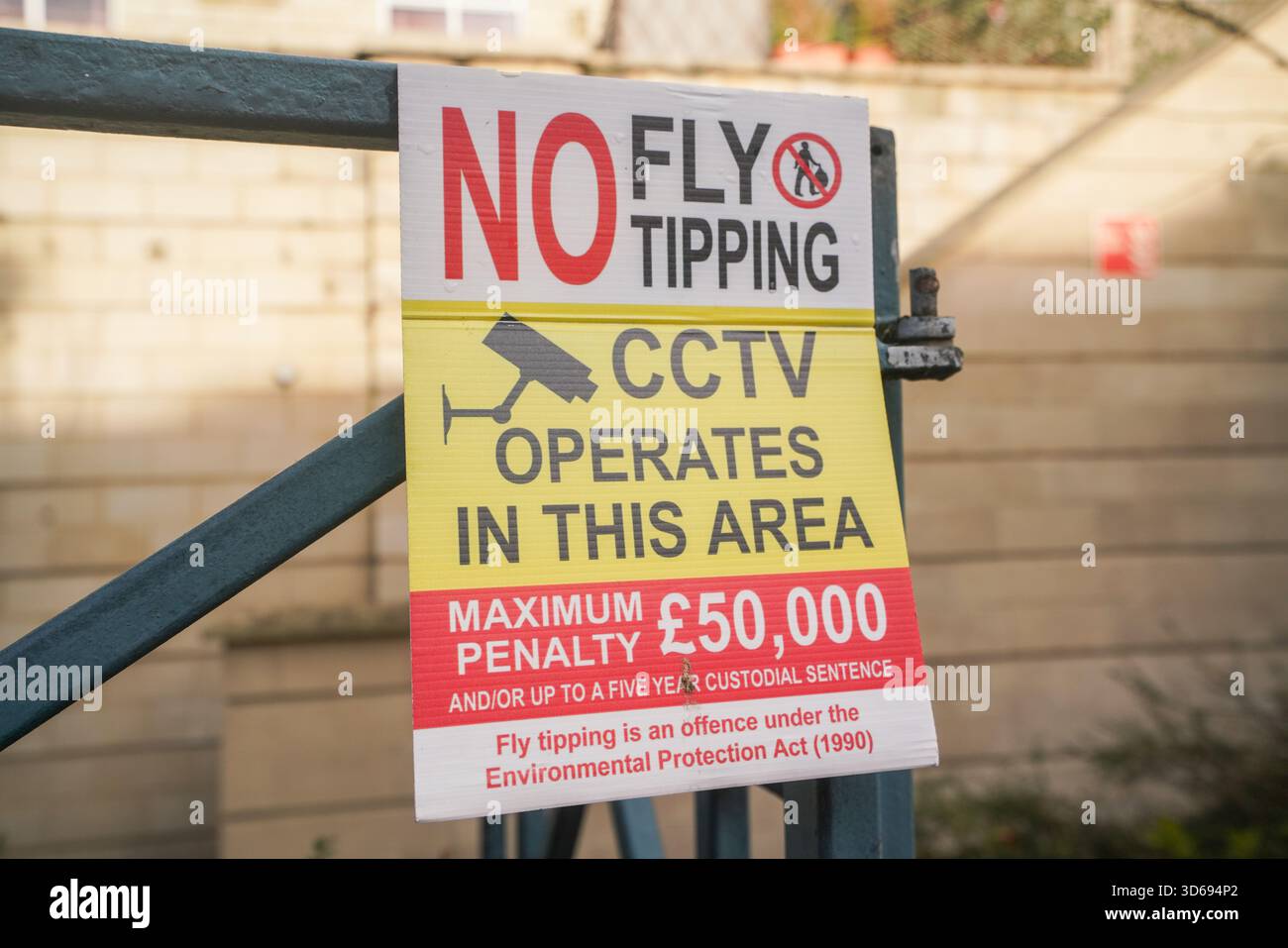 19 November 2025. Warning sign against Fly Tipping, outside a ...