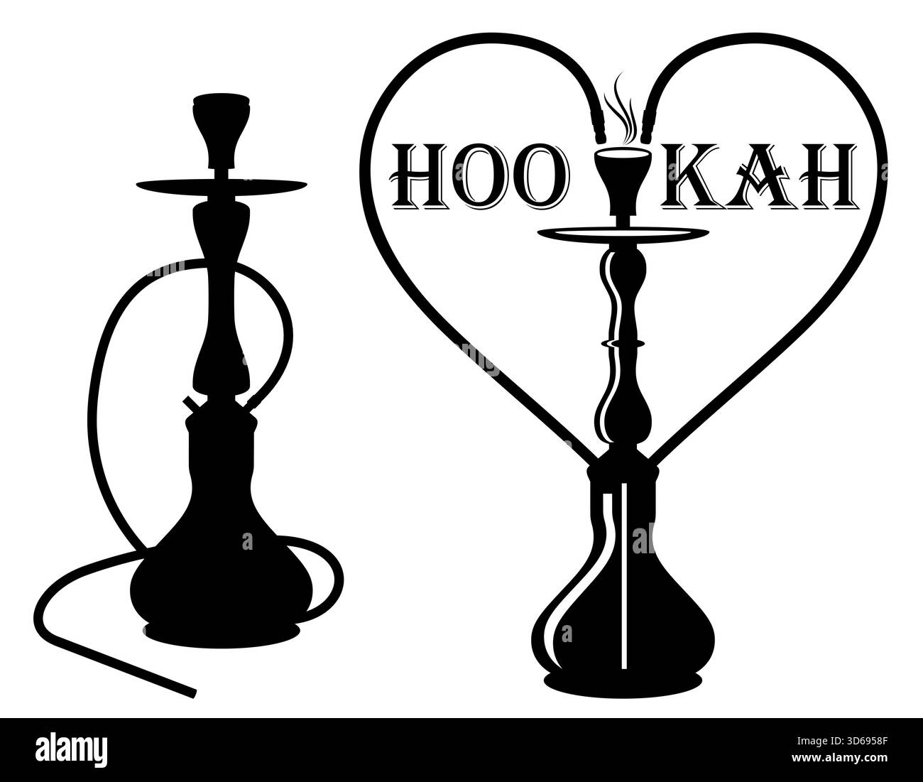 Black white illustration hookah Black and White Stock Photos & Images ...