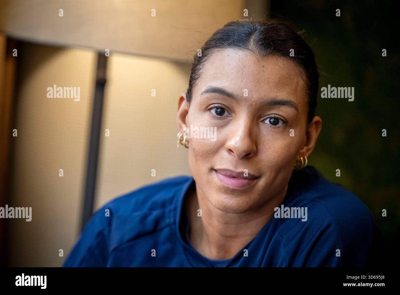 HALMSTAD 2025-11-19 Jamina Roberts (8) during Wednesday's press ...