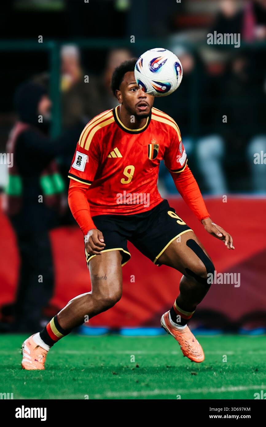 Loïs Openda (Belgium, 9) on the ball FIFA World Cup UEFA Qualifiers ...