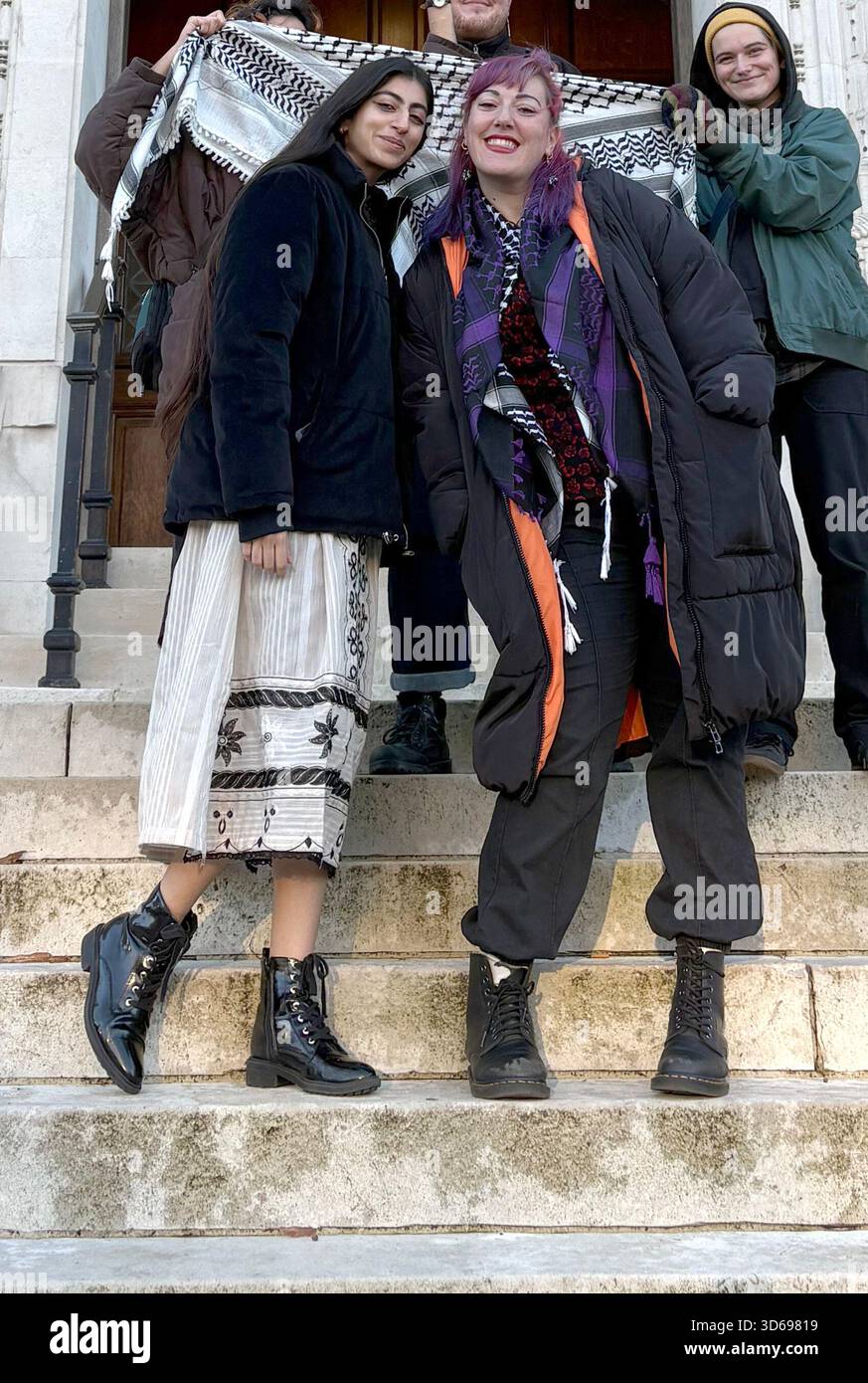 Hiba Ahmed (left) and Ayeshah Behit (right) outside Cardiff Crown Court ...