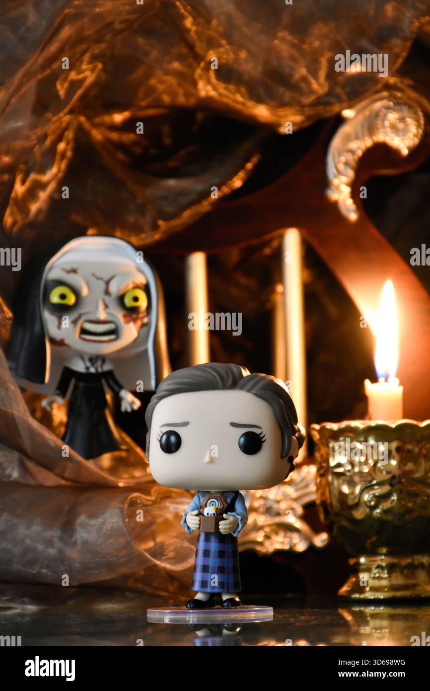 Funko Pop action figures of Lorraine Warren and the Nun from The ...
