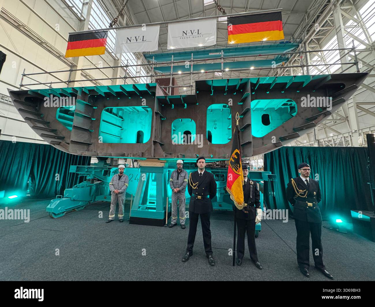 19 November 2025, Mecklenburg-Western Pomerania, Wolgast: Keel laying ...