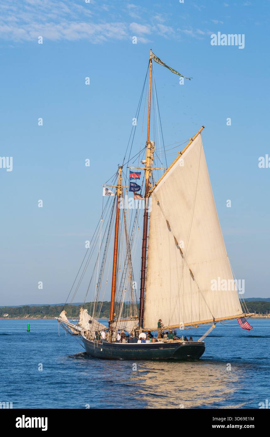 A classic Great Lakes vessel anchored along the Presque Isle shoreline ...