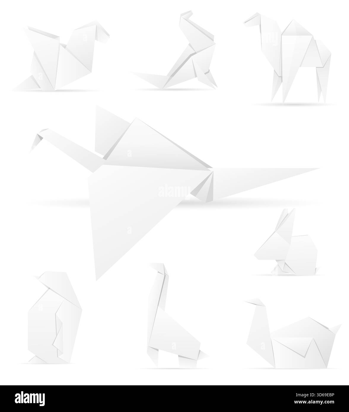 origami paper animals cartoon stock vector illustration isolated on ...