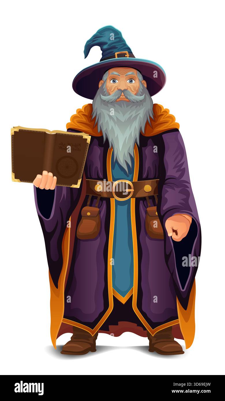 ancient fantasy magic sorcerer wizard witcher elderly man with beard in ...