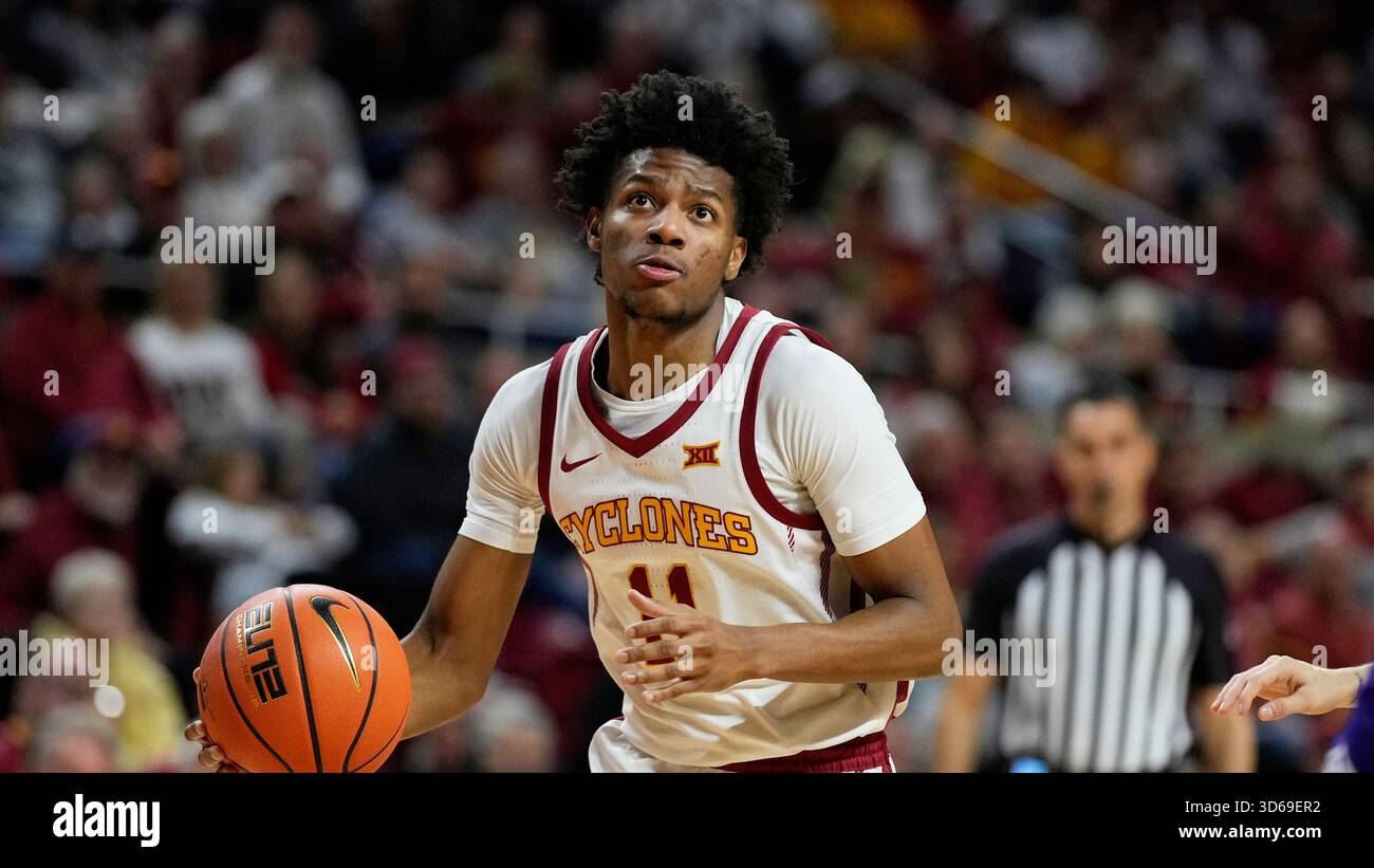 Iowa State guard Dominick Nelson drives up court during the second half ...