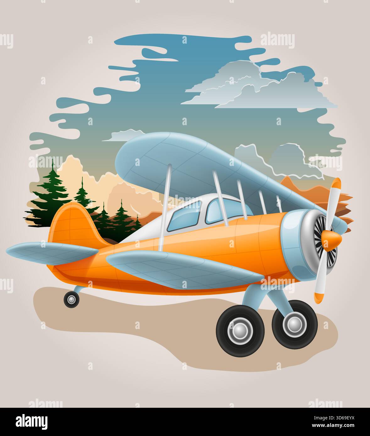 retro aircraft vintage airplane old plane vector illustration vector ...