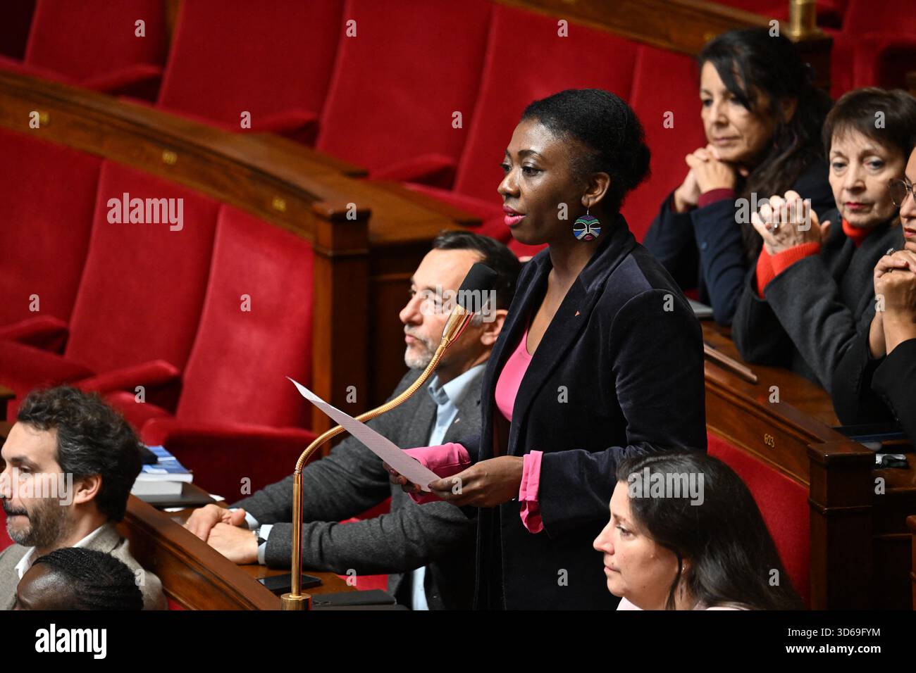 Daniele Obono, deputy, during a session of questions to the government ...