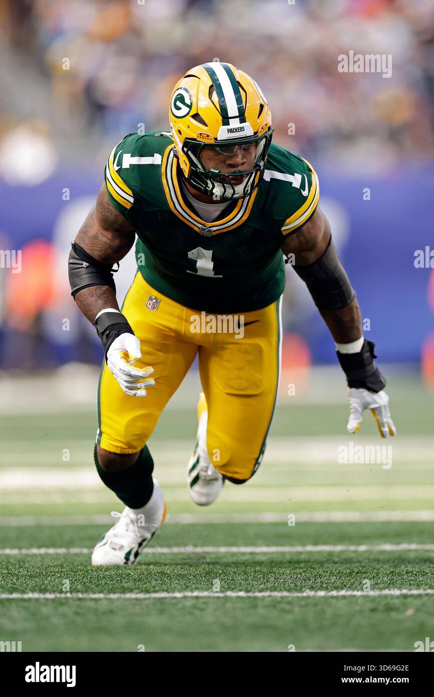 Green Bay Packers linebacker Isaiah McDuffie (58) defends during an NFL ...