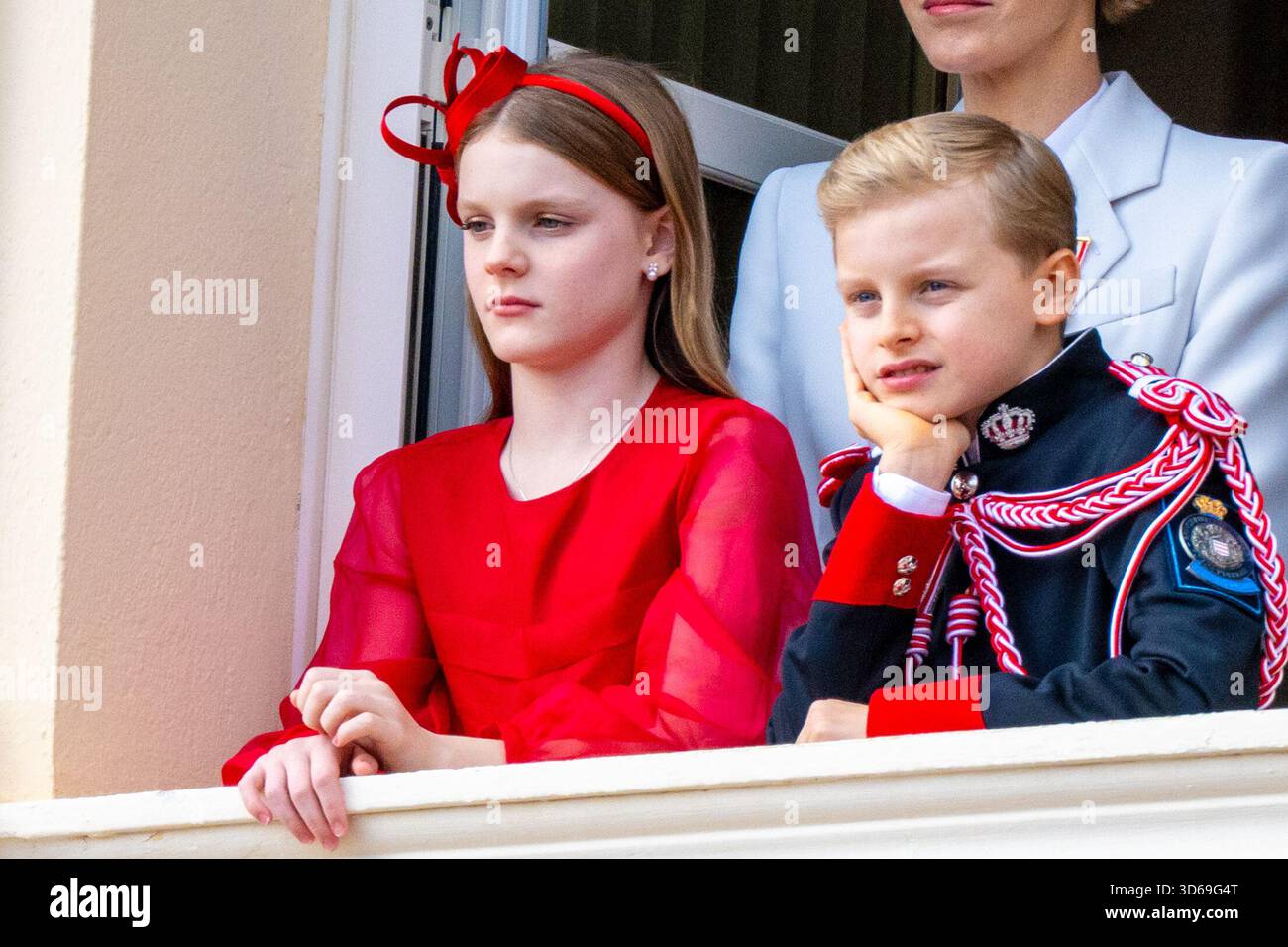Prince Jacques, Princess Gabriella during the Army Parade, as part of the official celebrations ...