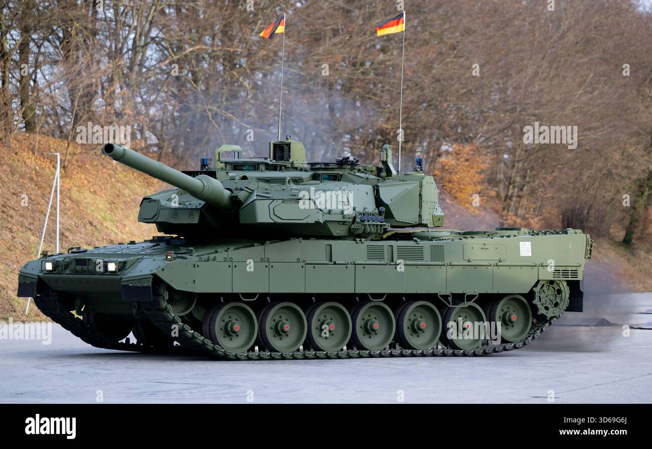 19 November 2025, Bavaria, Munich: A Leopard 2A8 can be seen during the ...