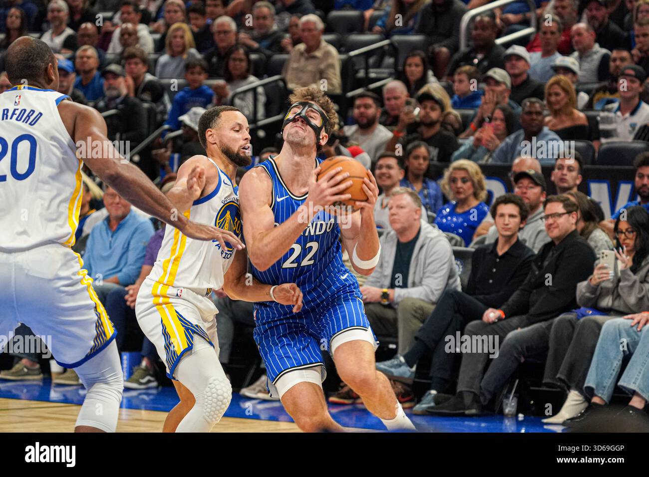 Orlando, Florida, USA, November 18, 2025, Orlando Magic player Franz Wagner #22 rushes forward ...