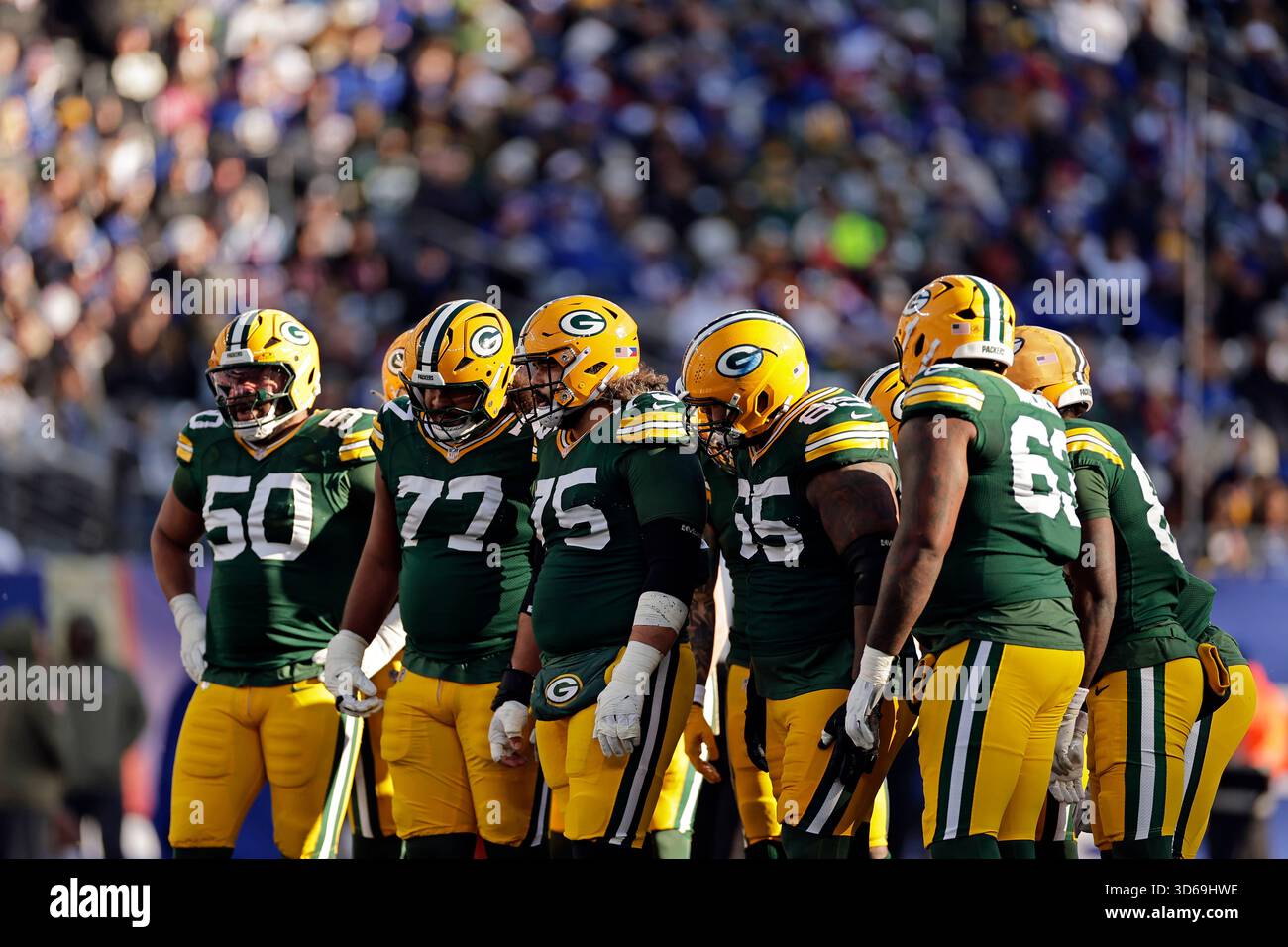 Green Bay Packers guard Sean Rhyan (75) with teammates during an NFL ...