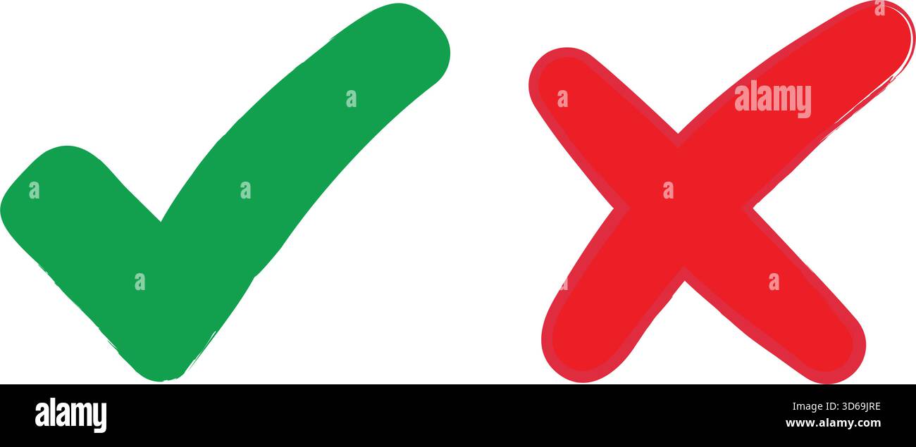 Checkmark x mark icon. Green checkmark and red x sign Stock Vector ...