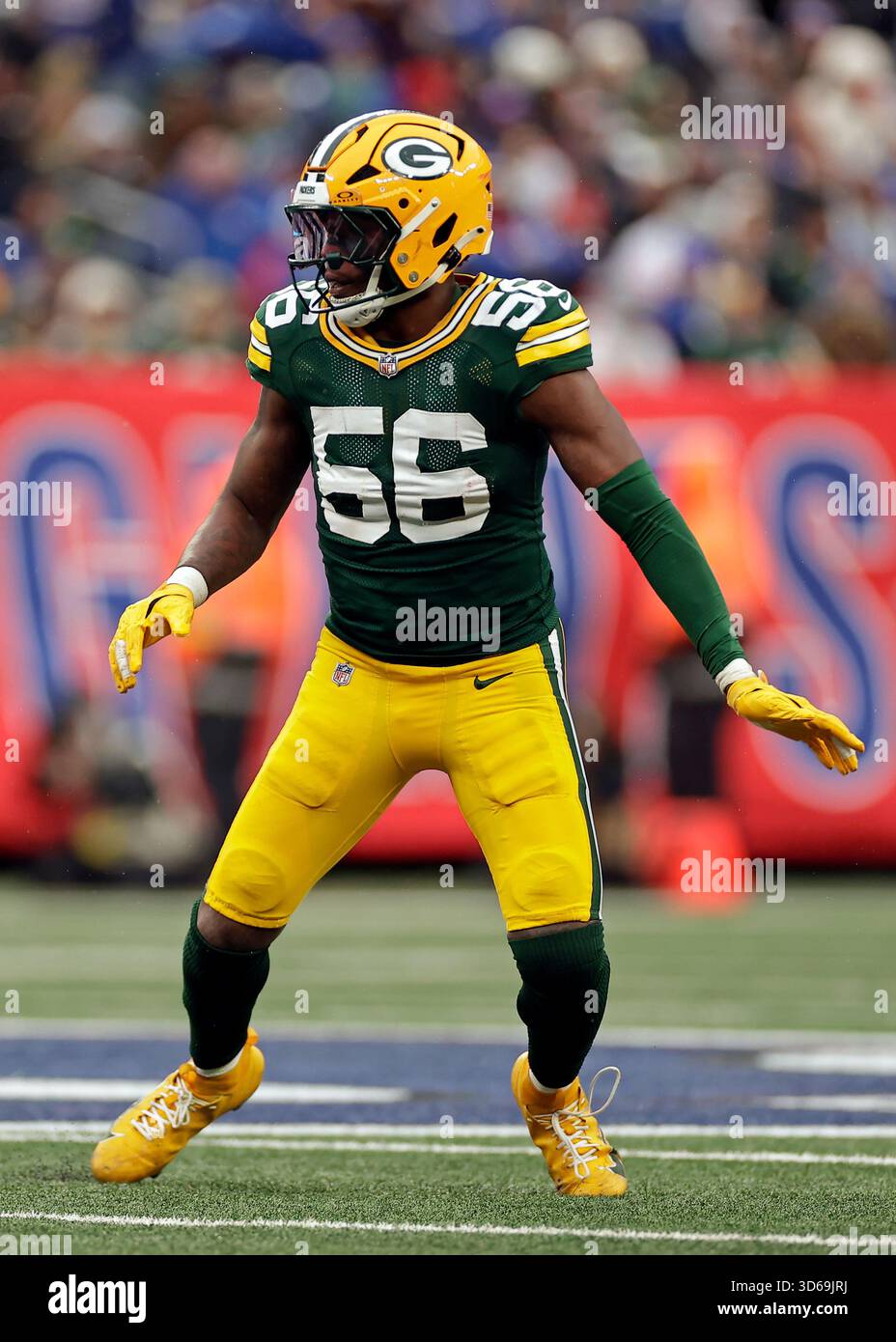 Green Bay Packers linebacker Edgerrin Cooper (56) defends during an NFL ...