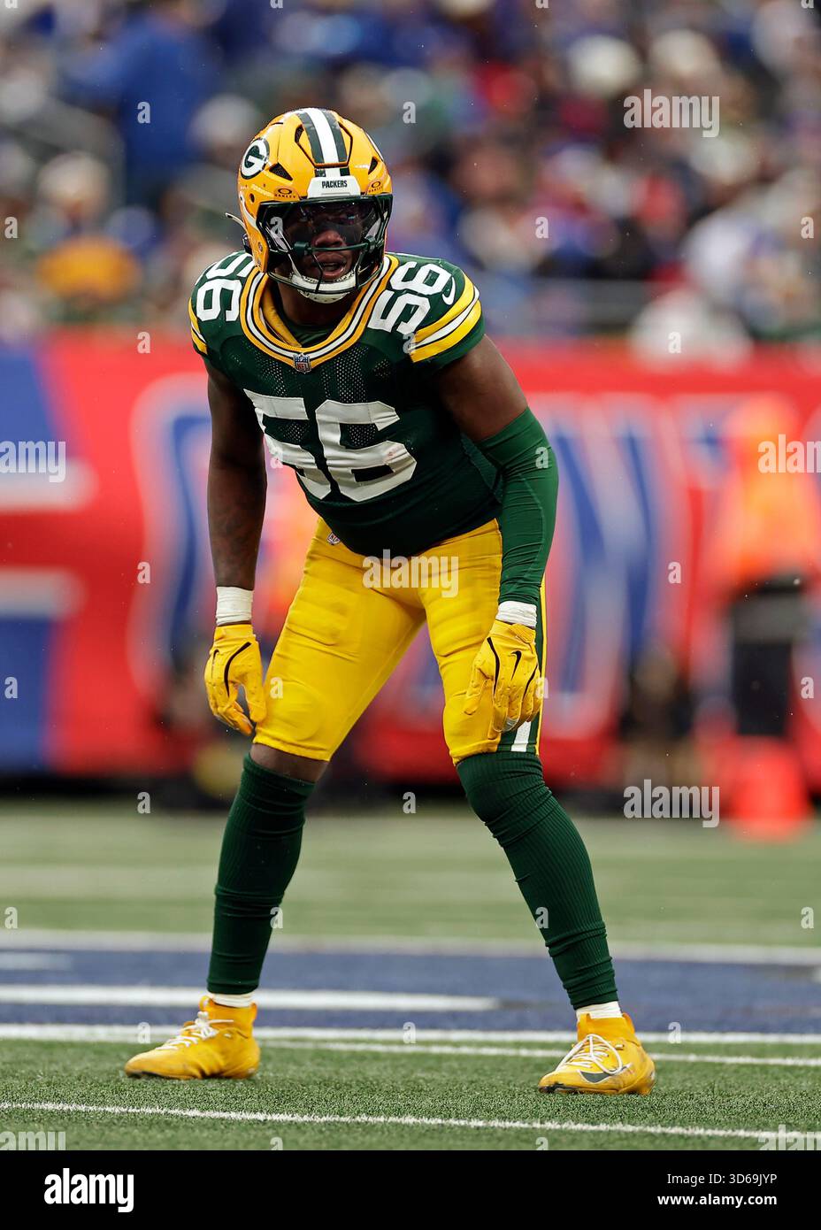 Green Bay Packers linebacker Edgerrin Cooper (56) defends during an NFL ...