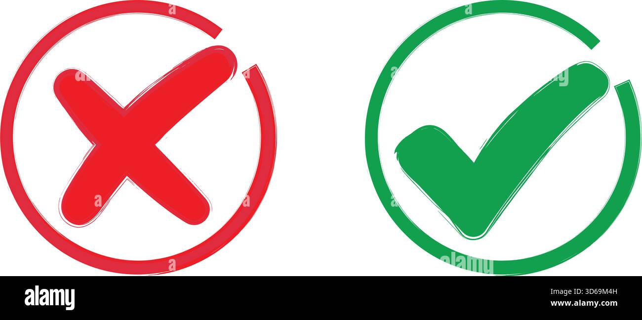 Checkmark x mark icon. Green checkmark and red x sign Stock Vector ...