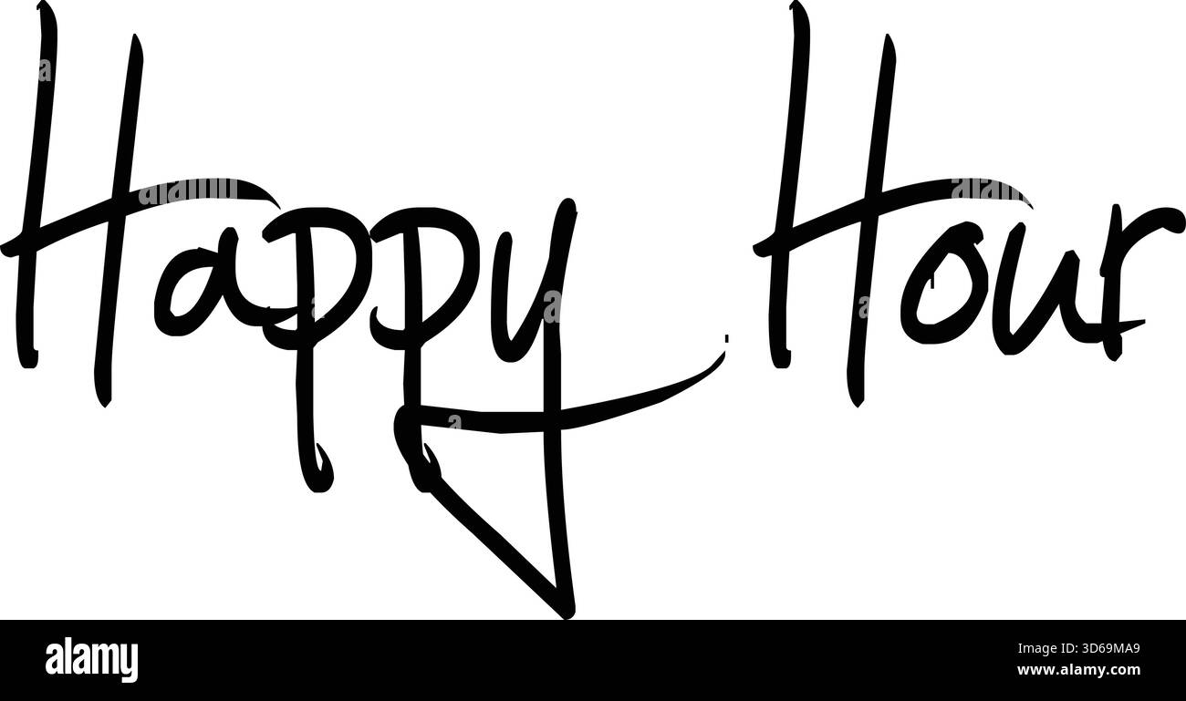Happy hour text handwritten Stock Vector Images - Alamy