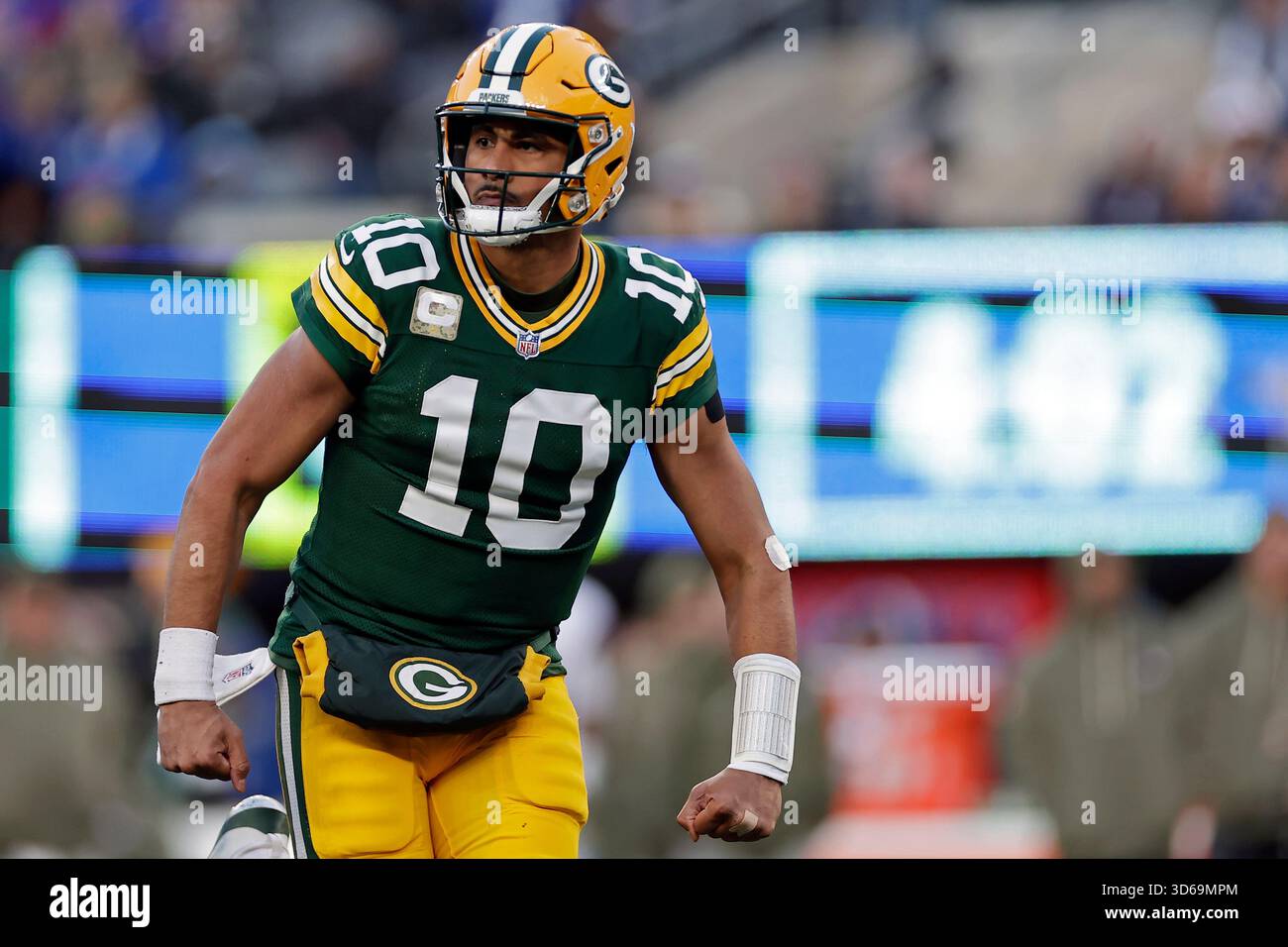 Green Bay Packers quarterback Jordan Love (10) reacts after a touchdown ...