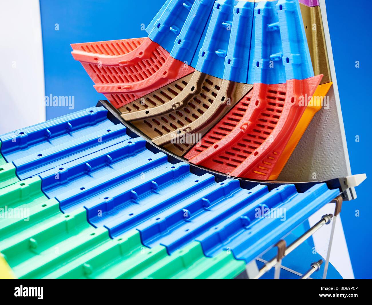 Plastic conveyor parts for gold mining on exhibition Stock Photo - Alamy