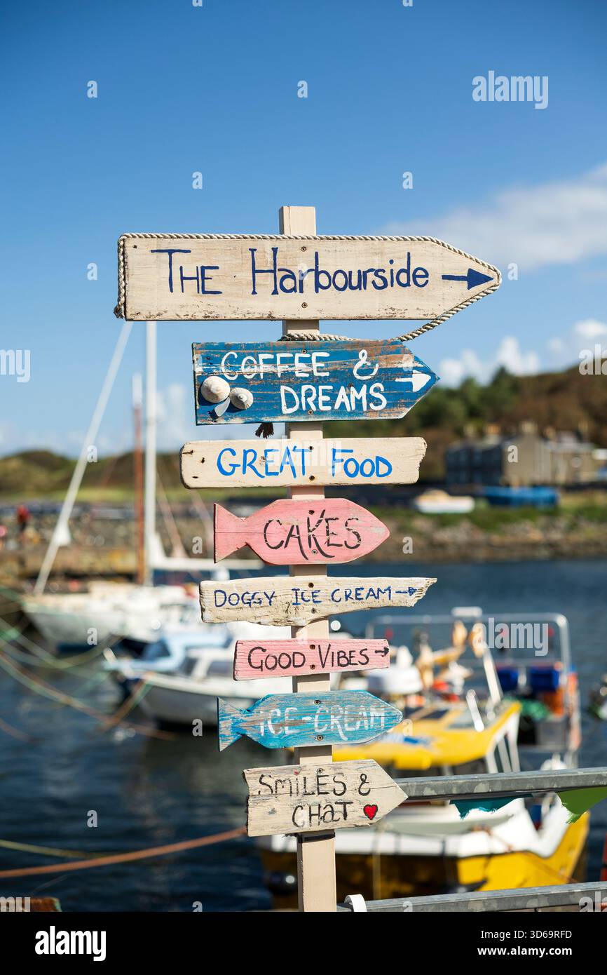 Tourist information signs in Dunure Harour Dunure Ayrshire Scotland ...