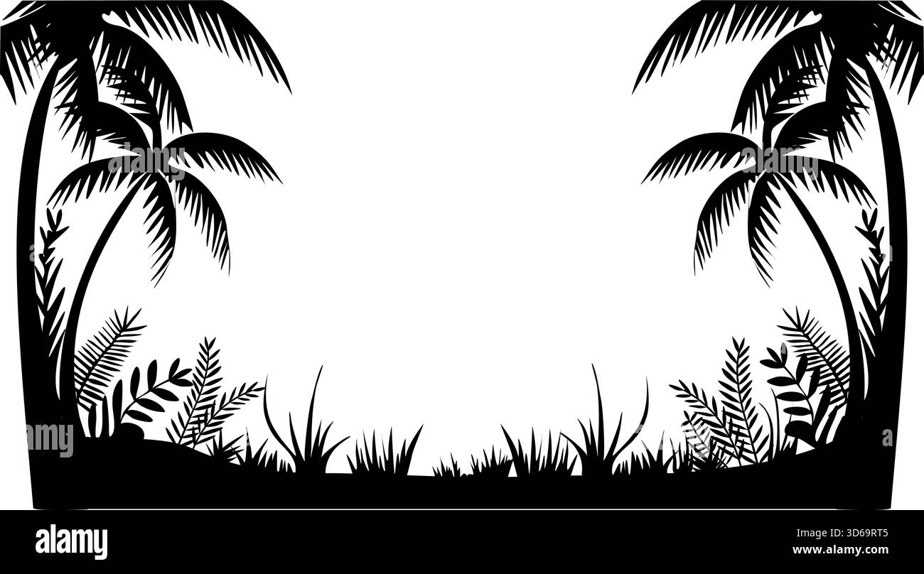 High contrast silhouette landscape Stock Vector Images - Alamy