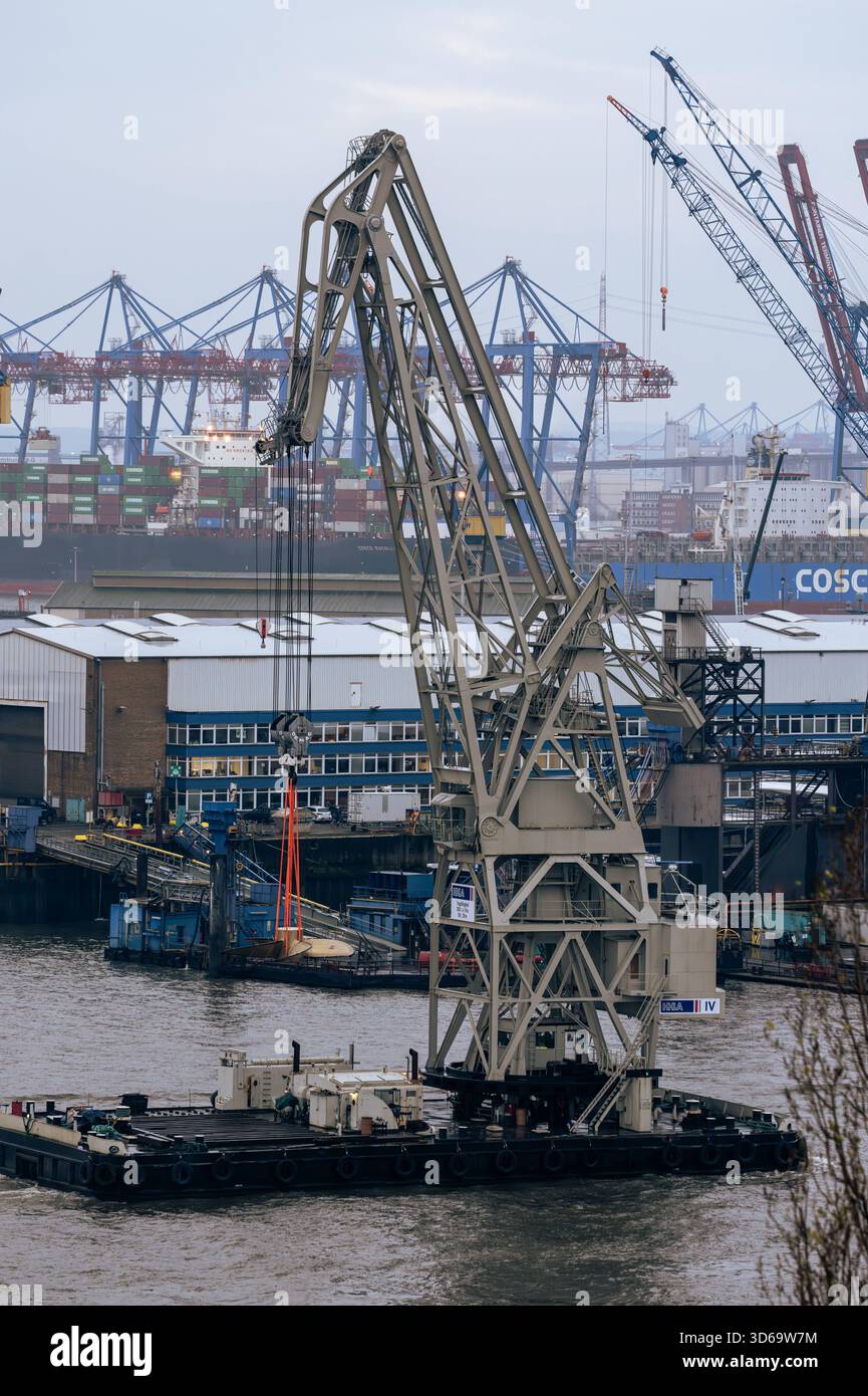 Deutschland, Hamburg, Hafen, Elbe, Dock 11, Blohm Voss, Schwimmkran ...