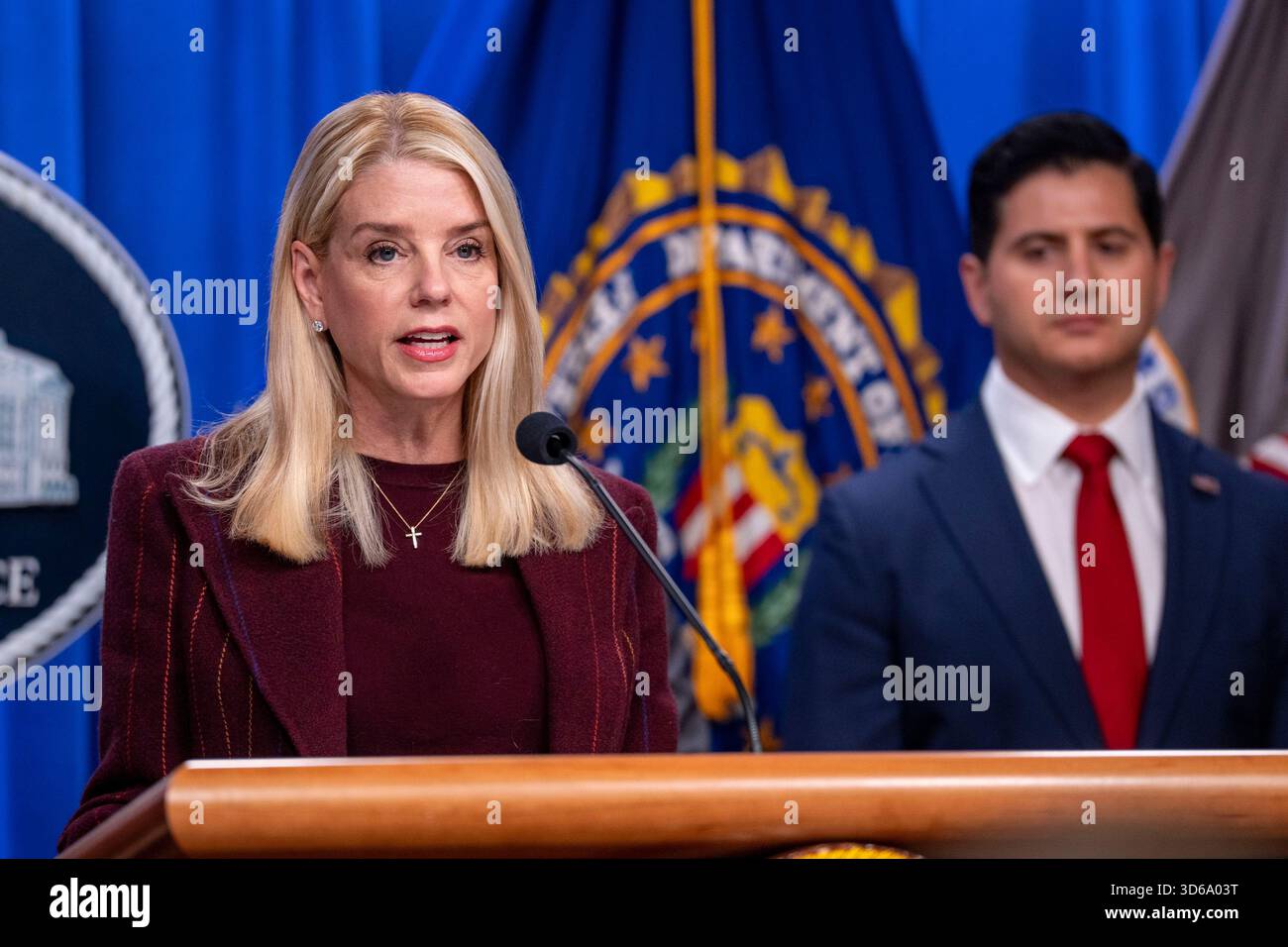 Attorney General Pam Bondi speaks during a press conference with ...