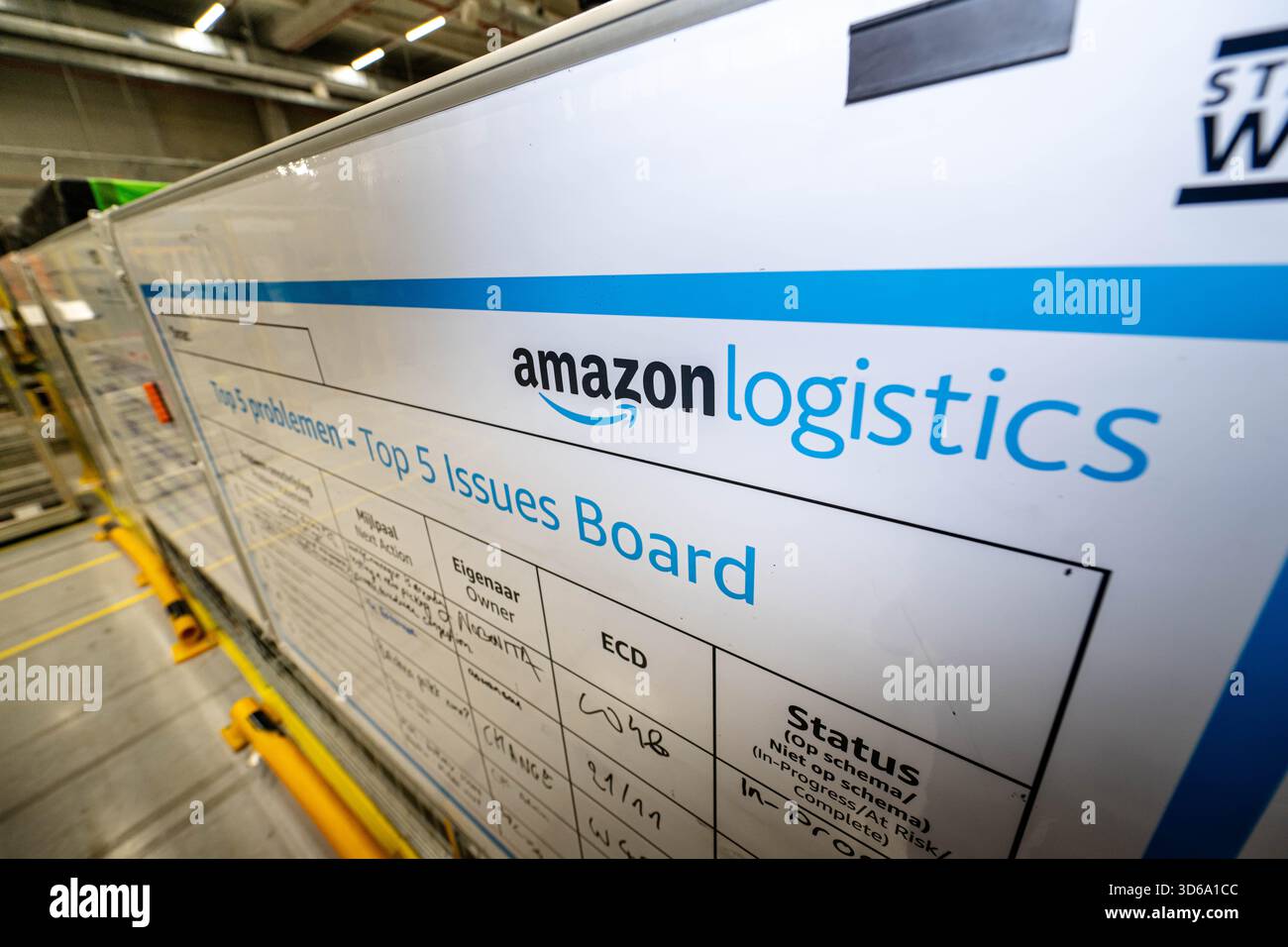 The Amazon Logistics logo is seen during a press visit of the Amazon's ...