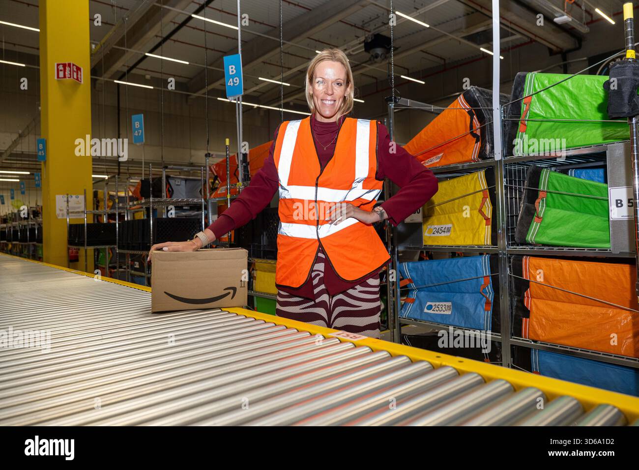 Amazon Logostics Belgium CEO, Eva Faict poses for the photographer during a press visit of the ...