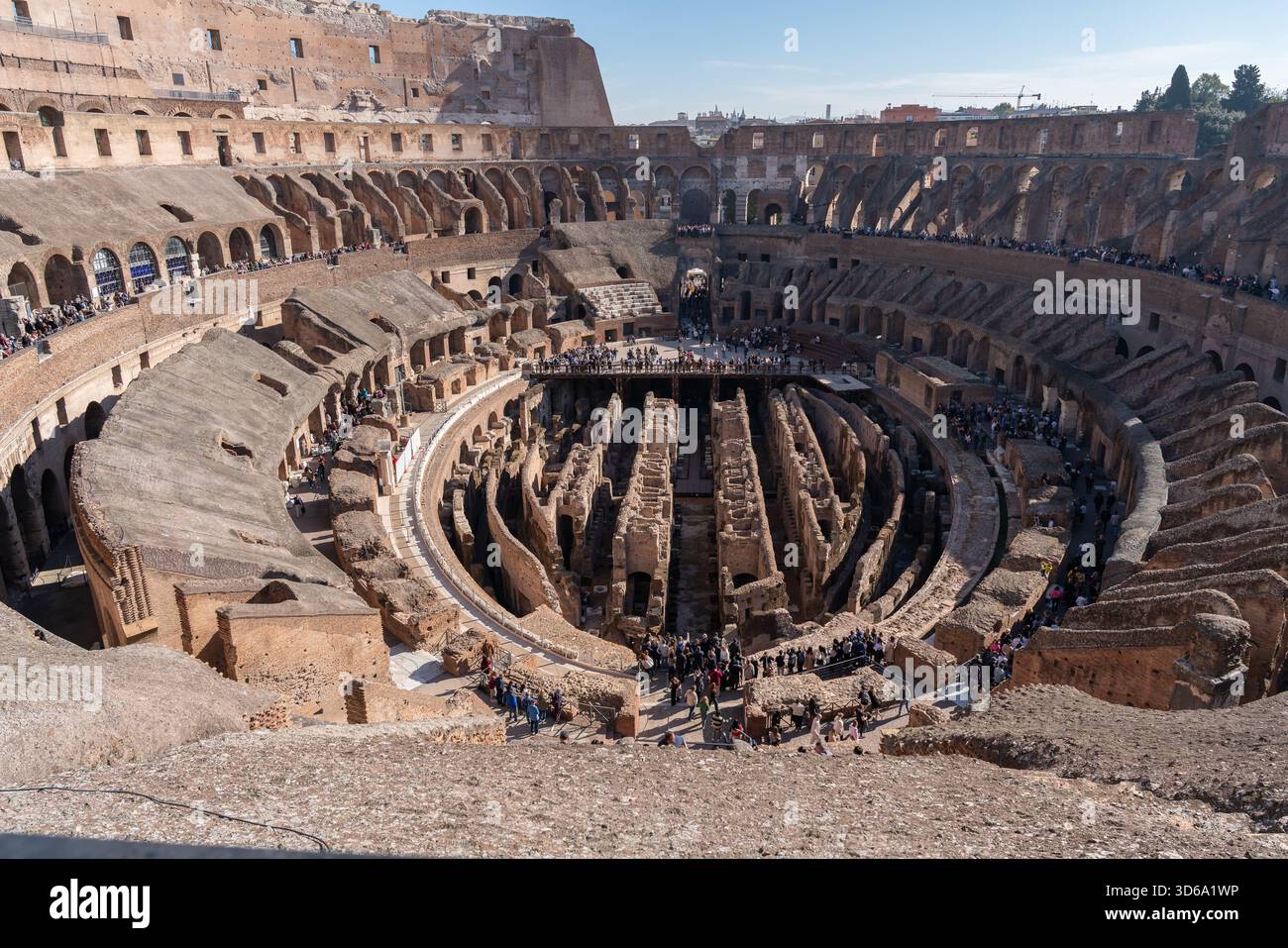 Panoramic interior view of the Colosseum in Rome, Italy, with the full ...