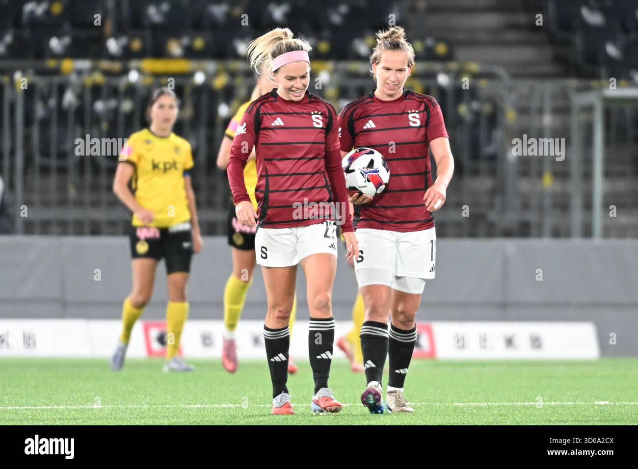 BERN, SWITZERLAND - NOVEMBER 19: Michaela Khyrova of Sparta Prahay r) celebrating here score ...