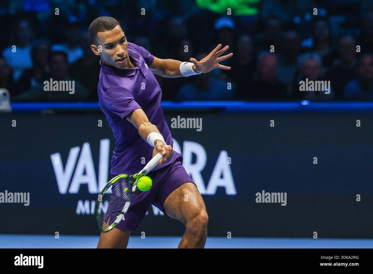 Felix Auger-Aliassime of Canada seen in action during Men's Singles Group Stage match against ...