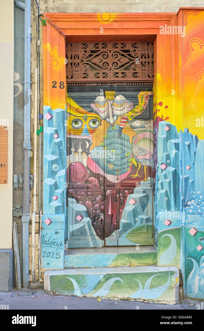 Tür, Gemälde, Kiffer, Graffiti, Szeneviertel Cours Julien, Marseille ...