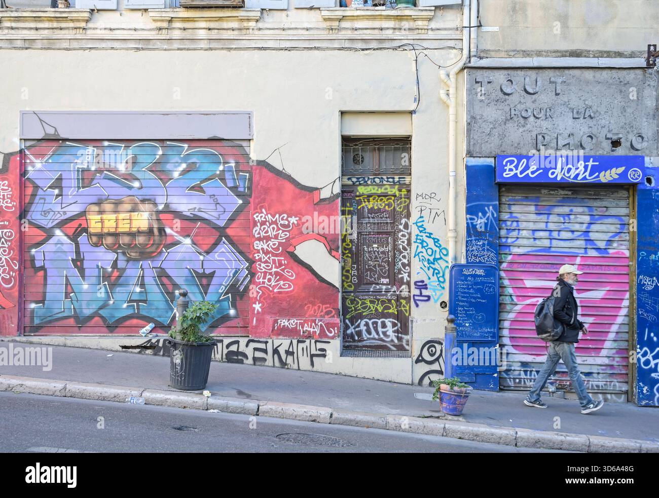 Wandgemälde, Graffiti, Szeneviertel Cours Julien, Marseille, Frankreich ...