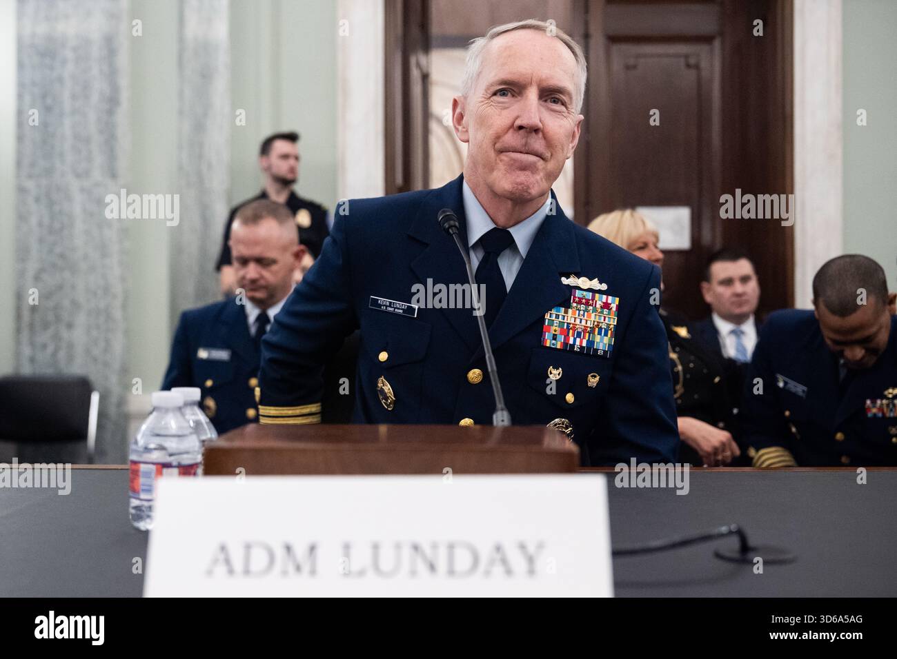 Adm. Kevin Lunday, acting commandant of the U.S. Coast Guard, arrives ...